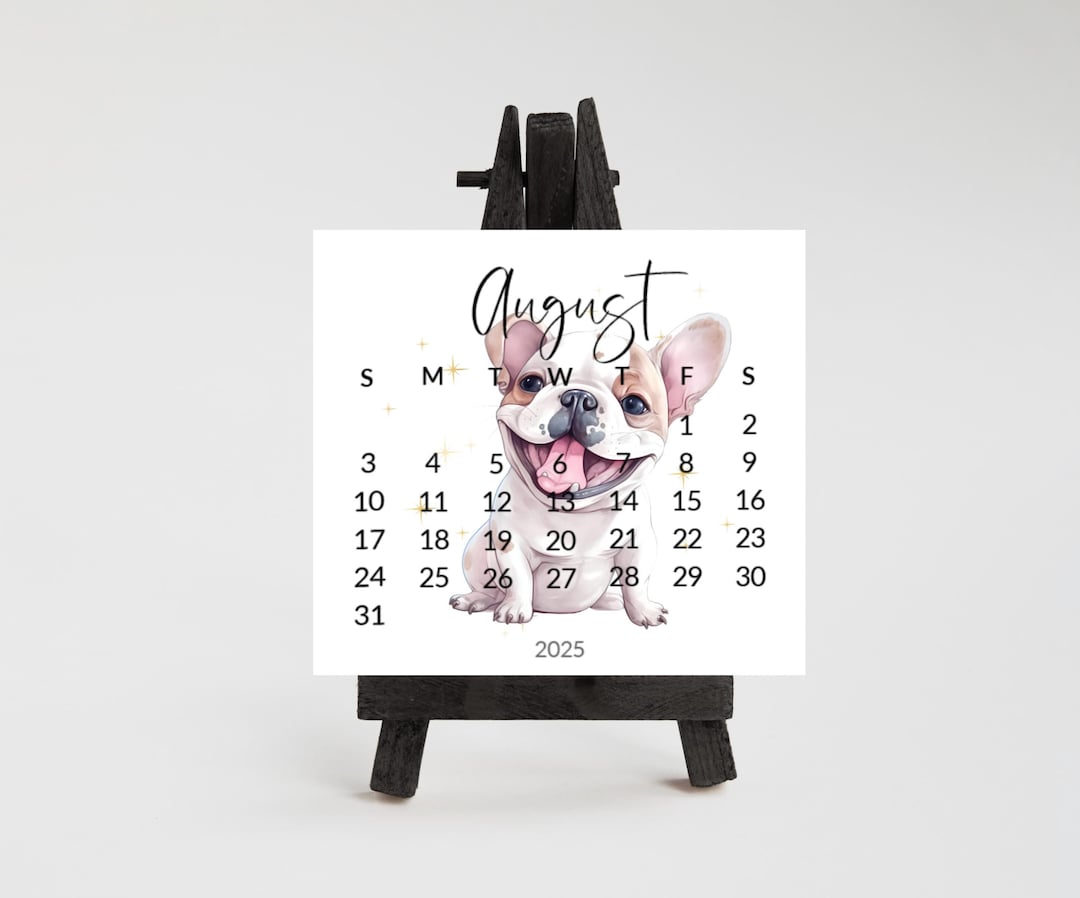 2026 French Bulldog Small Desk Space Monthly Calendar, Opt Wood Easel ...