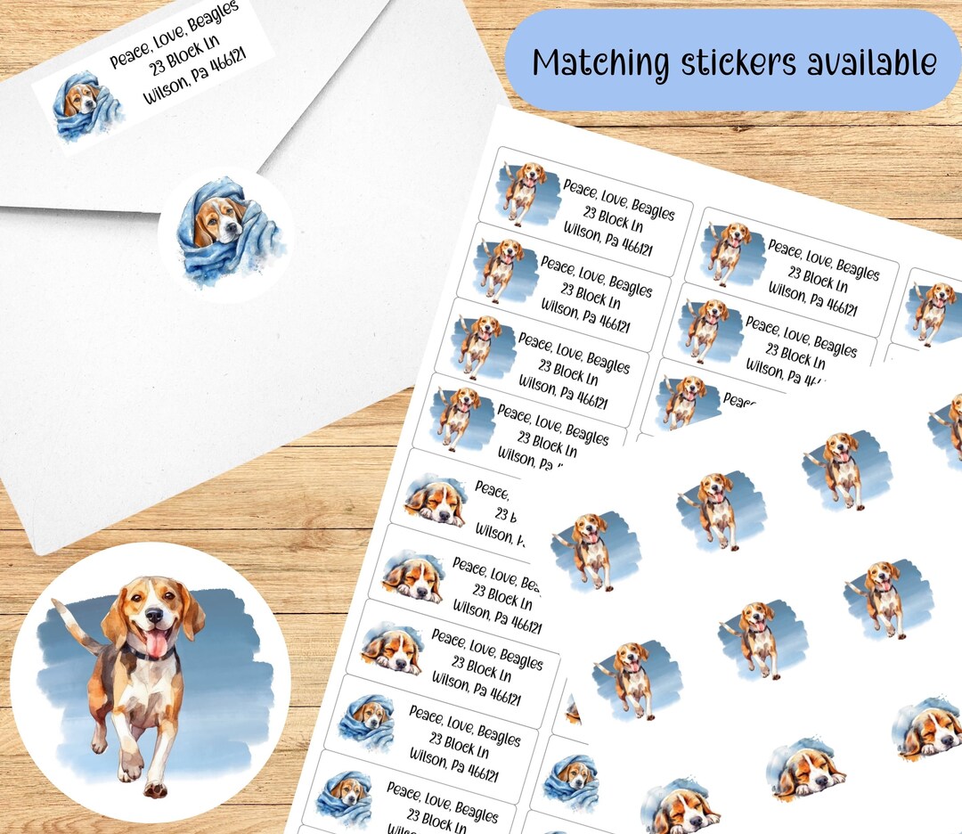 Beagle Return Address Labels Custom Sticker for Addressing Personalized ...