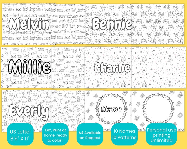 Custom Name Coloring Book Pages for Kids, Personalized Printable Travel ...