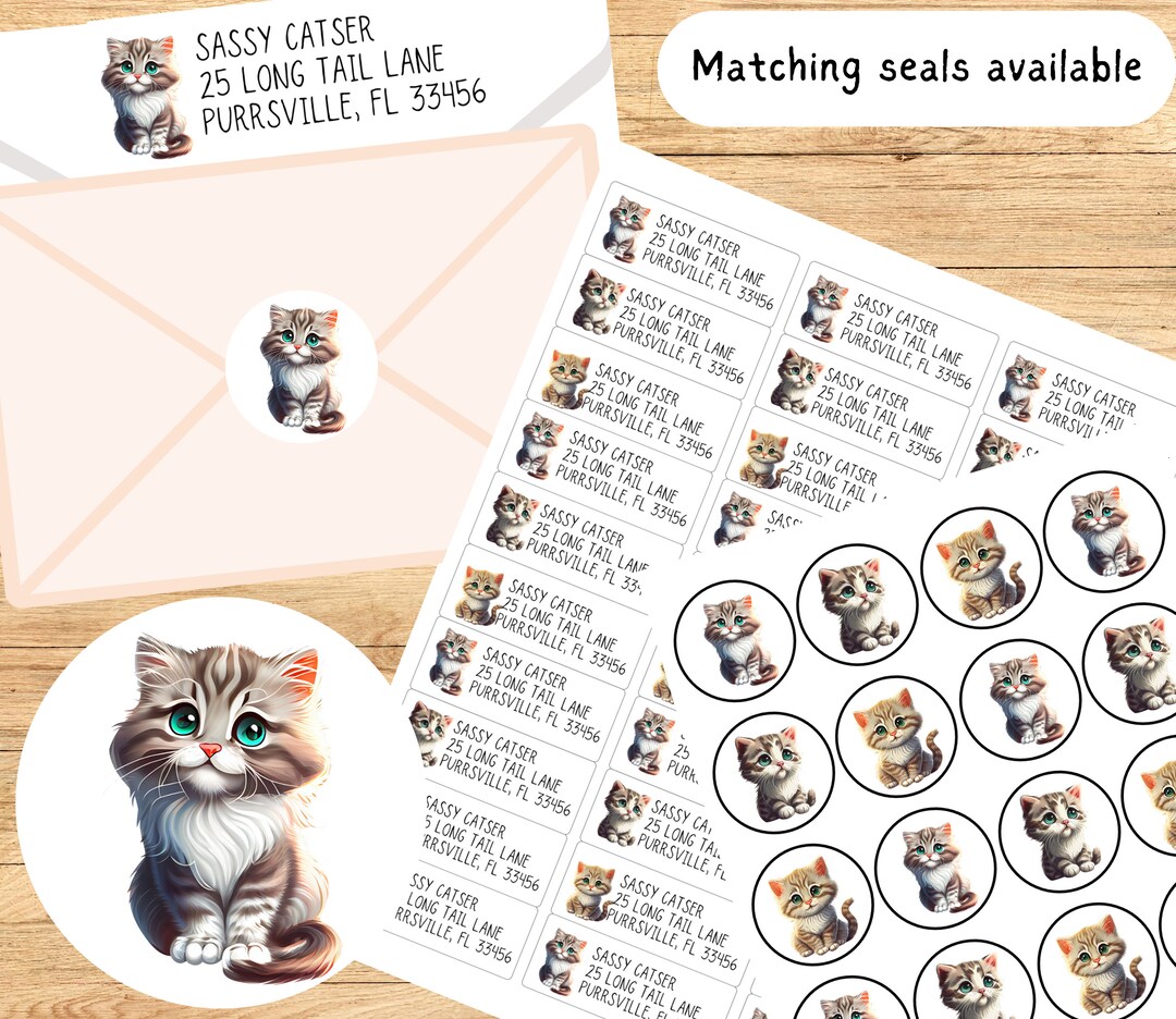 Big Eyed Cat Return Address Label Stickers Custom Return - Etsy