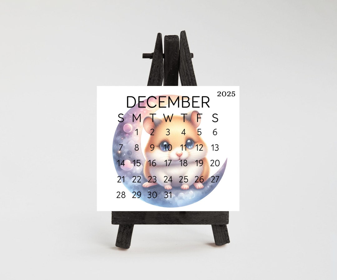 Funny Pet Hamster 2025 Laminated Mini Calendar With Optional Wood ...