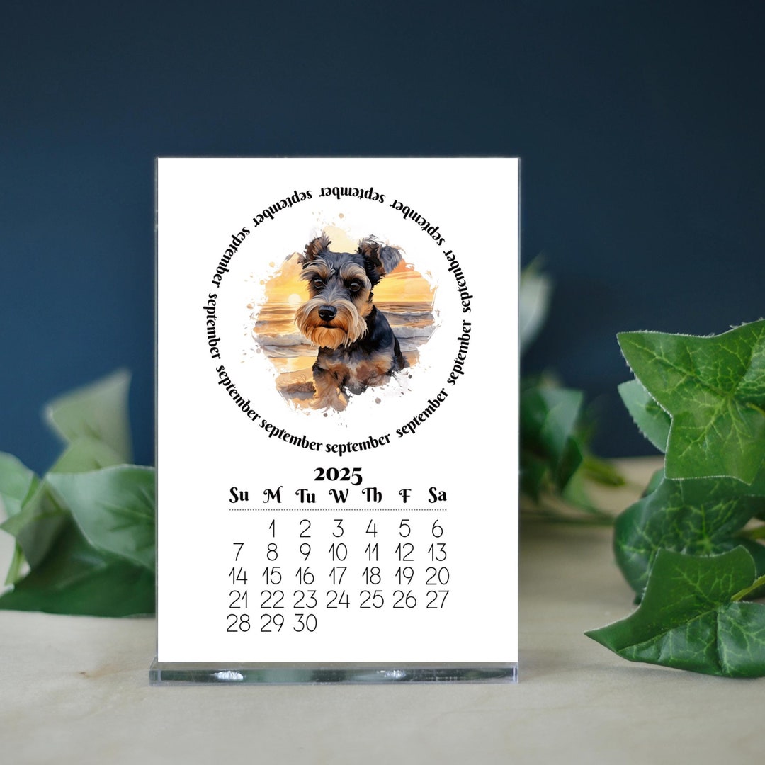 2025 Desk Calendar Miniature Schnauzer 5x7 Dog Calendar With Optional ...