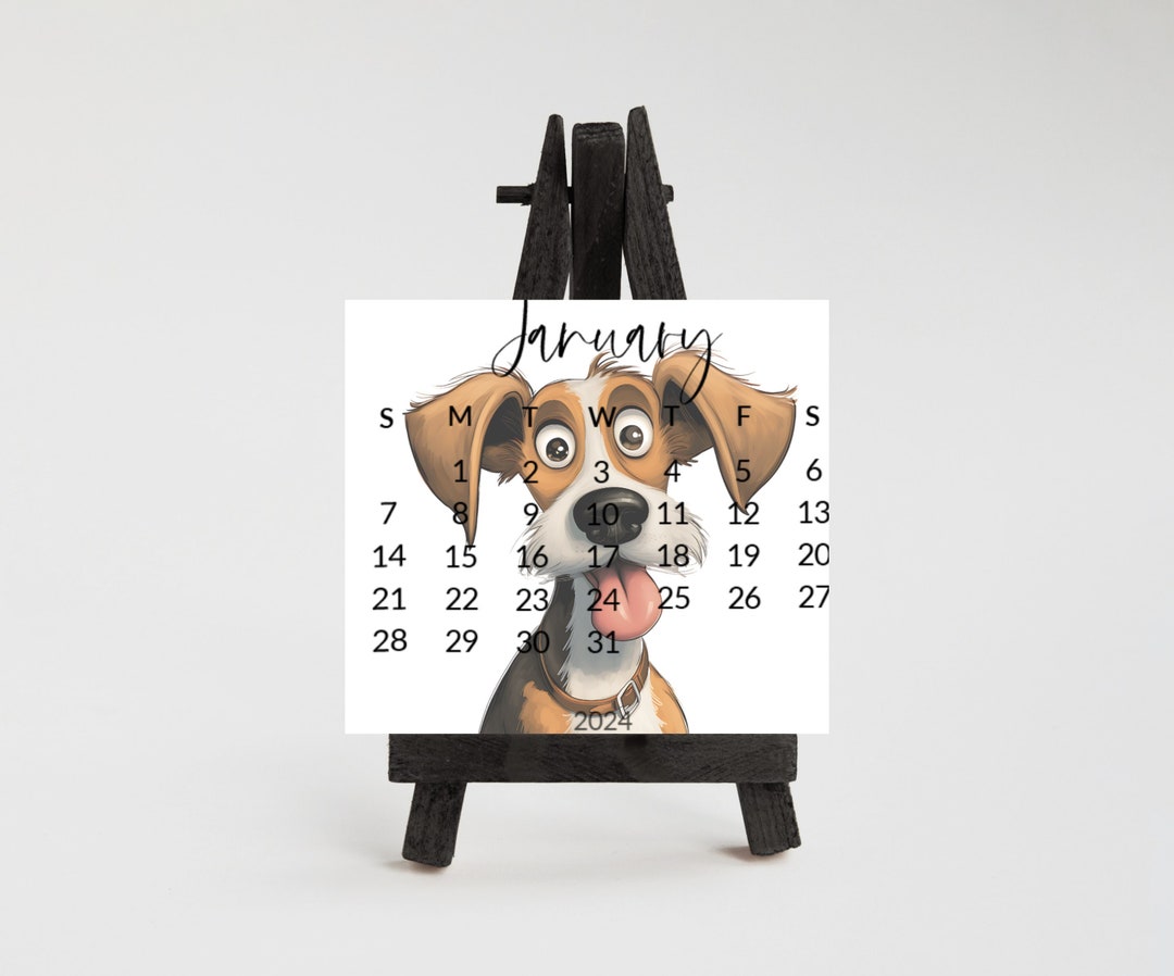 Goofy Dogs 2026 Stand up Calendar for Small Desk - Optional Wooden ...