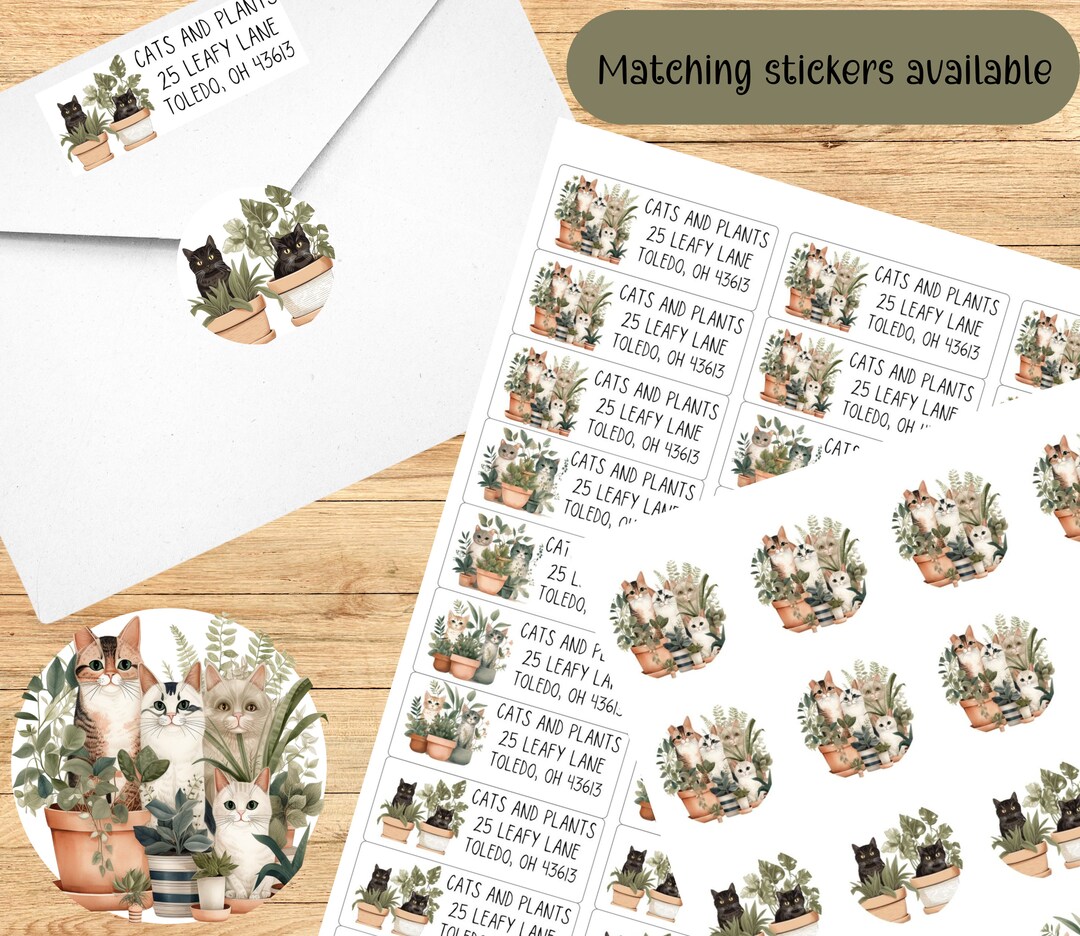 Funny Cat Envelope Return Address Label-custom Mailing Label-seal ...