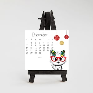 2025 Small Desk Funny Cat Calendar Optional Lamination and Wood Display ...