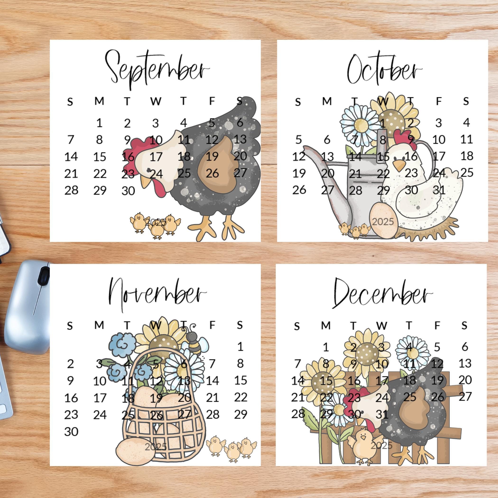 2026 Country Chicken Mini Calendar- Adorable Hens and Chicks- Home ...