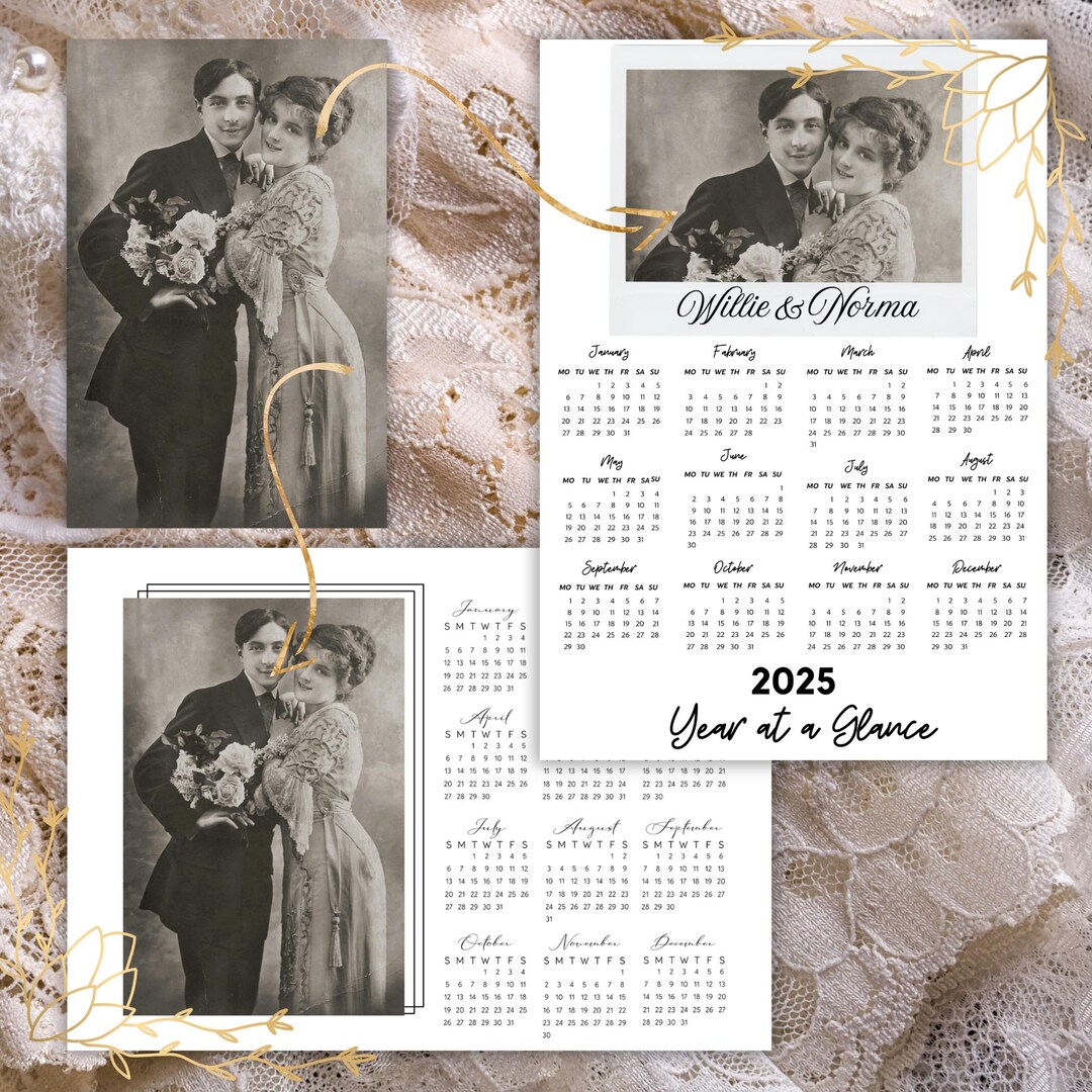 2025 Personalized Photo Year at a Glance Calendar Laminated and ...