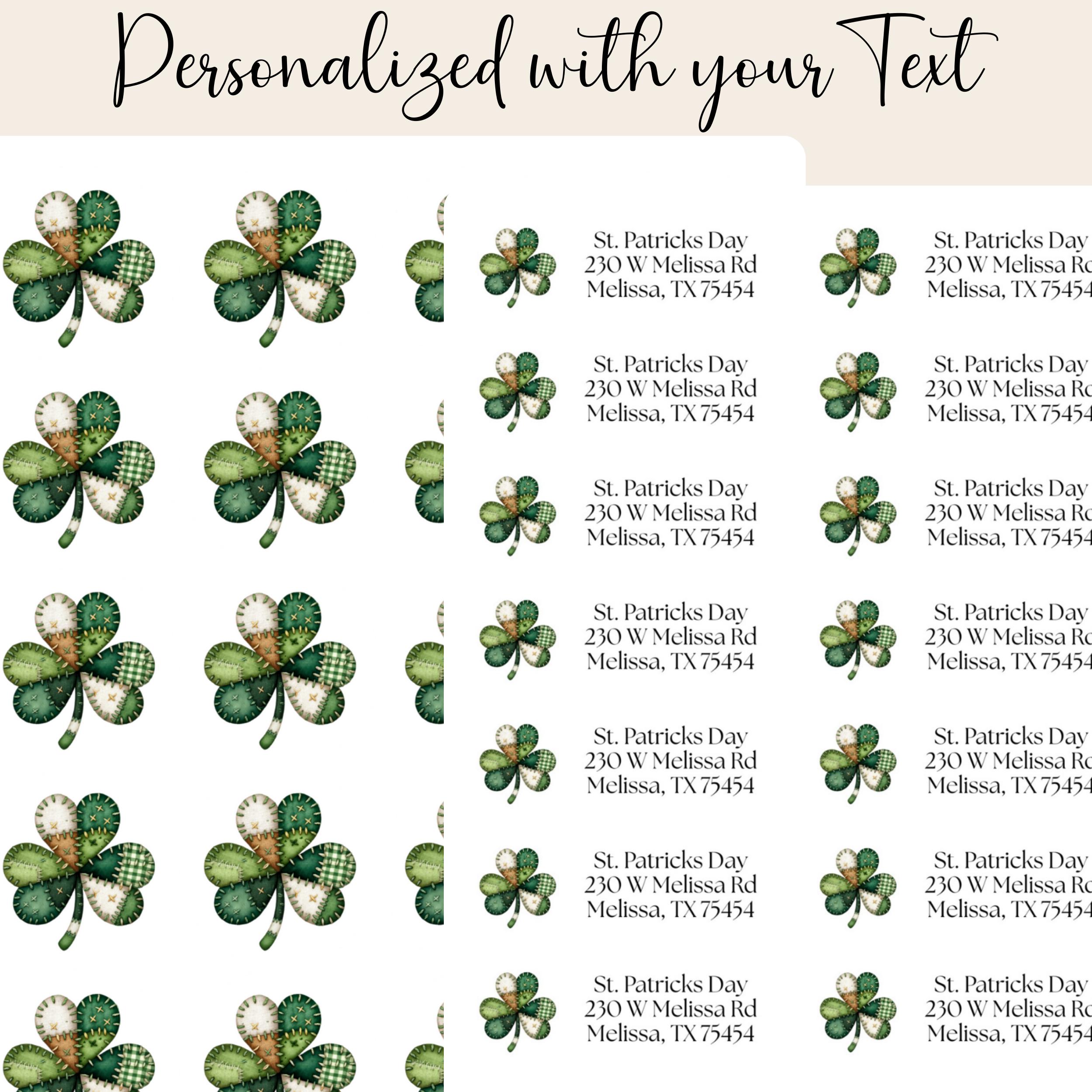 Clover St. Patrick's Day Irish Return Address Labels & FREE Envelope ...