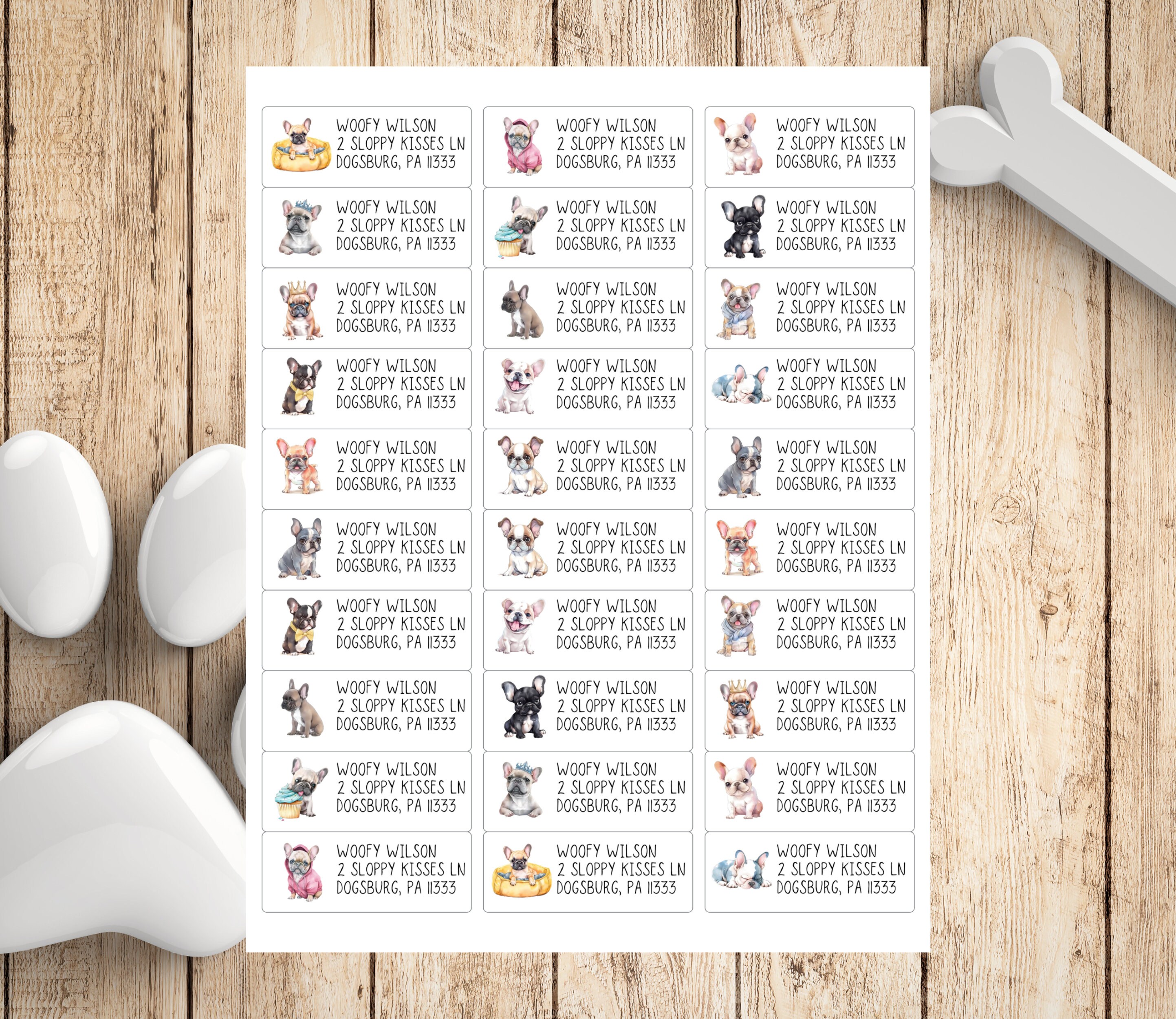Dog Address Labels French Bulldog Custom Return Address Mailing ...