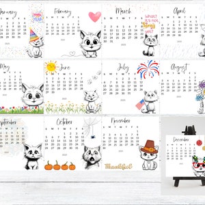 2025 Small Desk Funny Cat Calendar Optional Lamination and Wood Display ...