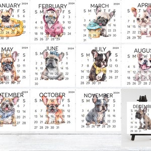 2024 Small Desk Frenchie Stand up Calendar French Bulldog Optional ...