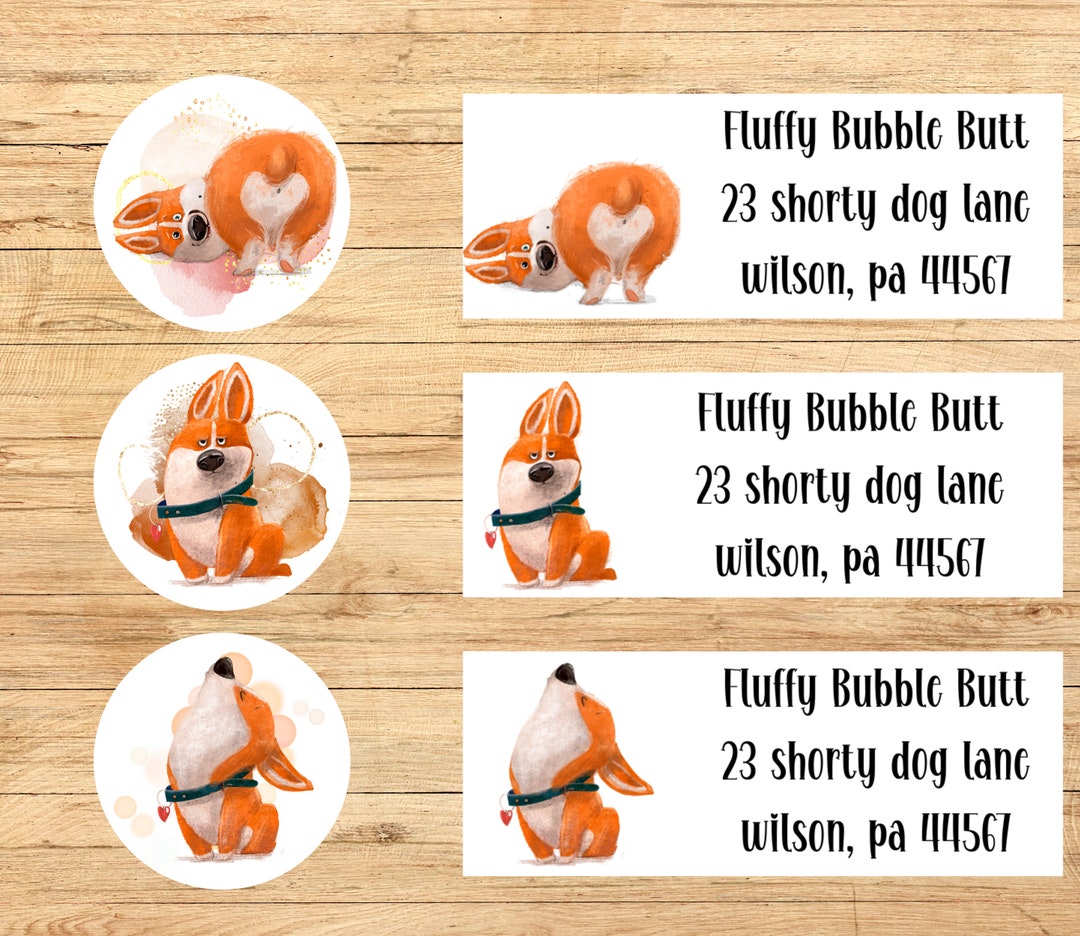 Corgi Return Address Label Envelope Addressing, Envelope Seal Stickers ...