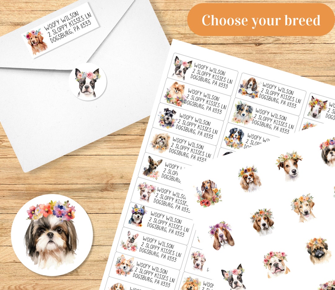 Custom Dog Return Address Labels for Envelope Addressing-matching ...