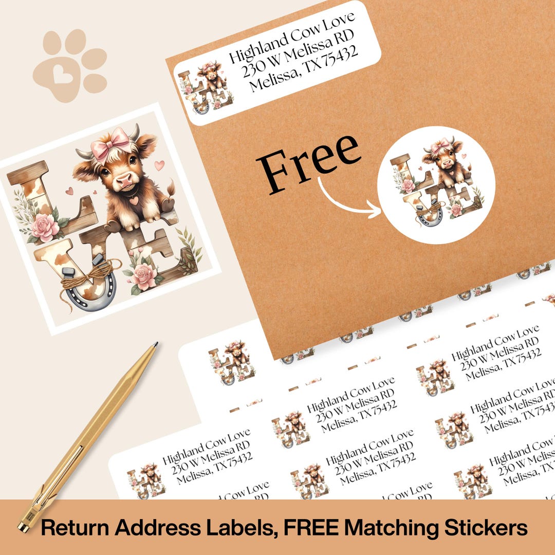 Highland Cow Western Address Labels With FREE Envelope Seal Stickers - Etsy