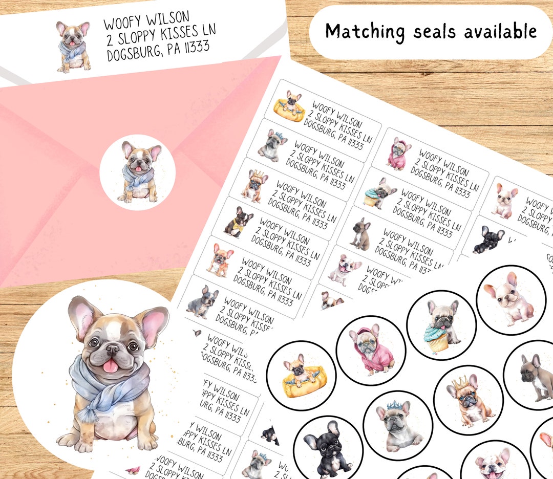 French Bulldog Return Address Label Stickers: Personalized Name Labels ...
