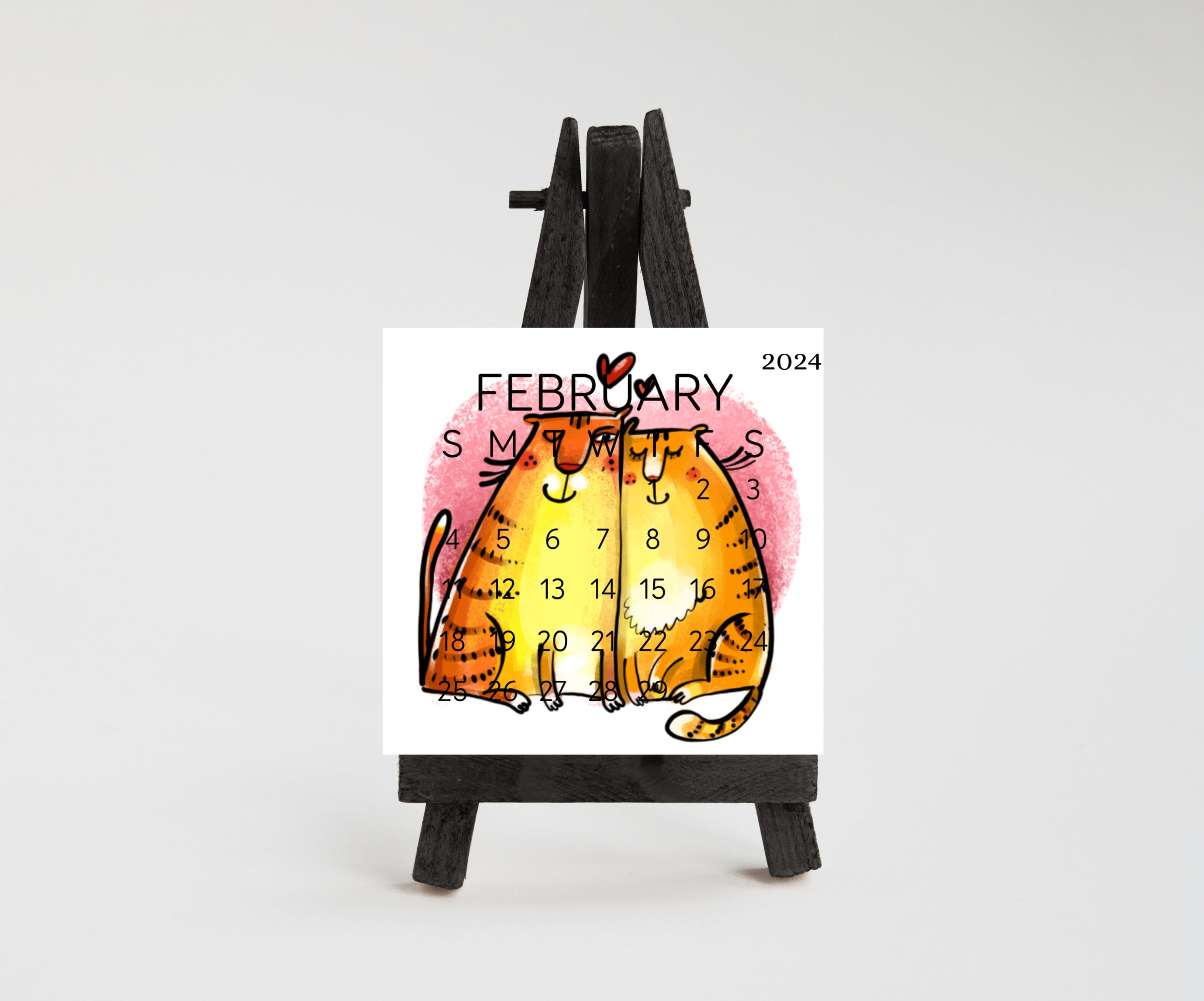 2024 Calendar Funny Cat for a Small Desk Mini Calendar Gift for Cat ...