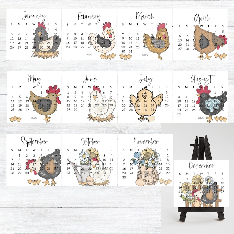 2026 Country Chicken Mini Calendar- Adorable Hens and Chicks- Home ...