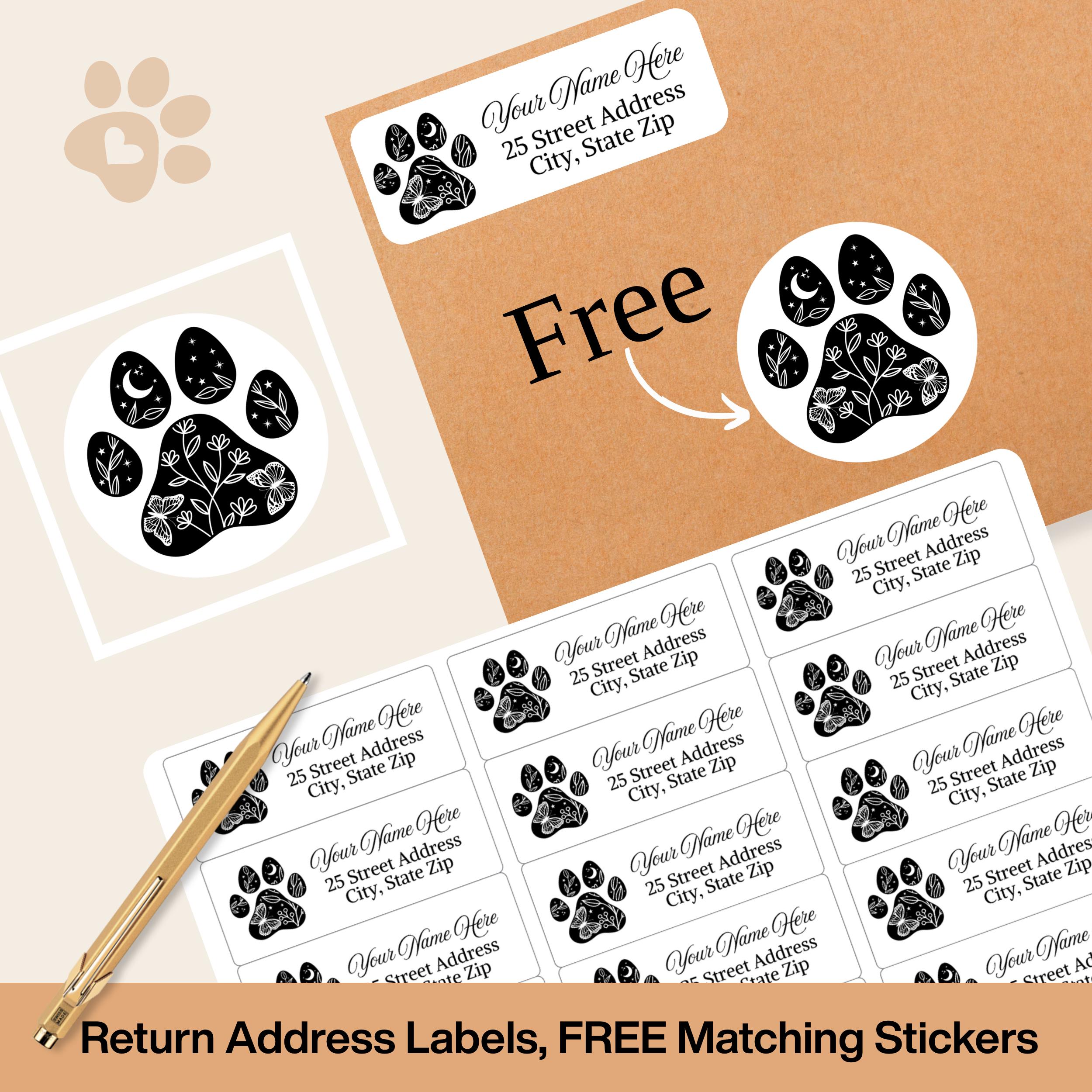 Self-stick Sheeted Labels Paw Print Address Labels - 200 Self-Stick ...