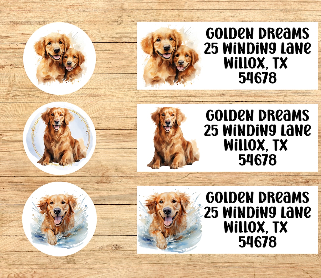 Golden Retriever Return Address Label Envelope Addressing, Envelope ...
