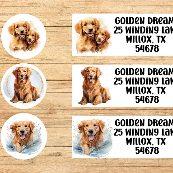 Golden Retriever Address Label - Etsy