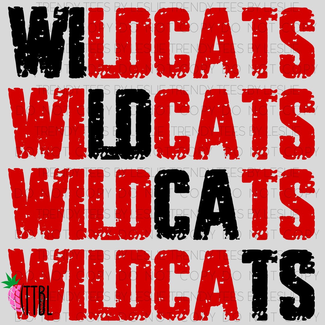 WILDCATS Stacked Distressed PNG | School Spirit Design (digital ...
