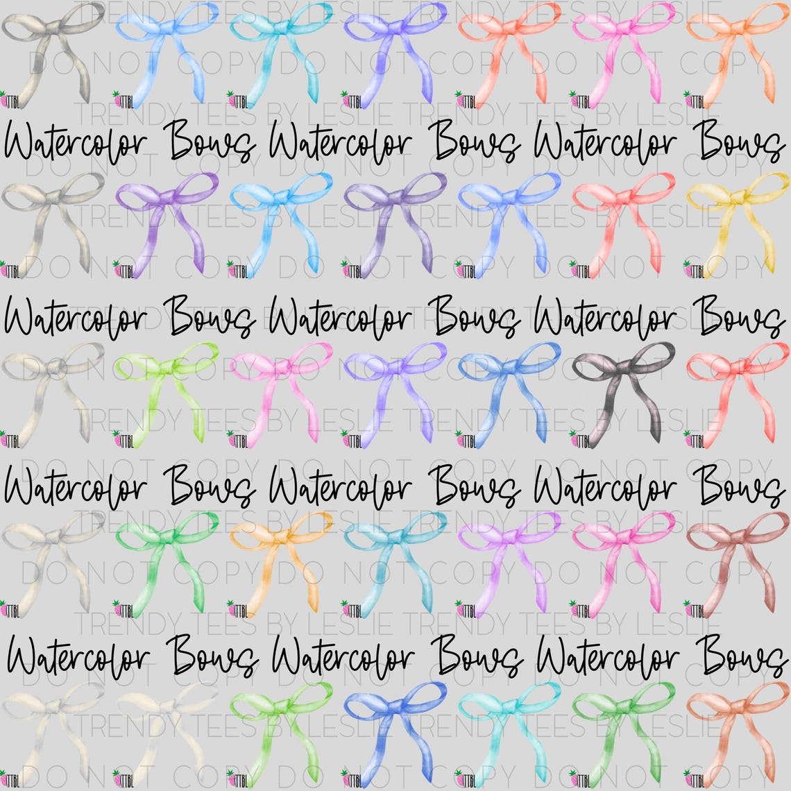 Watercolor Bow Clipart Set: Pastel & Bright PNG Graphics (digital ...