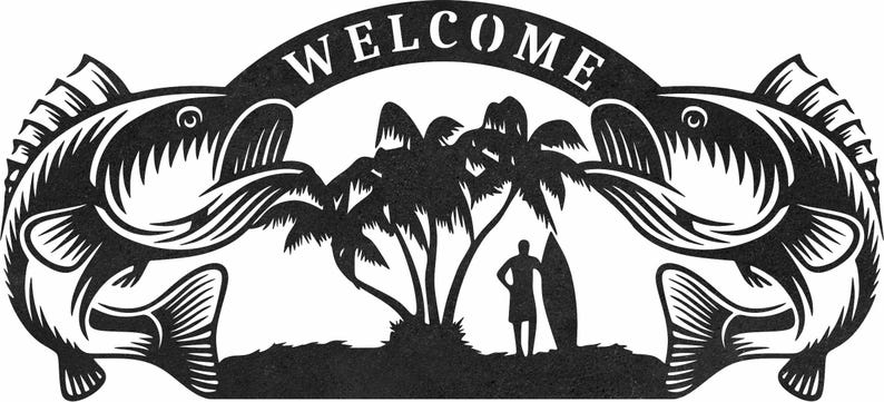 Welcome Fish Sign DXF & SVG Files | Ready-to-cut for CNC, Laser, Plasma ...