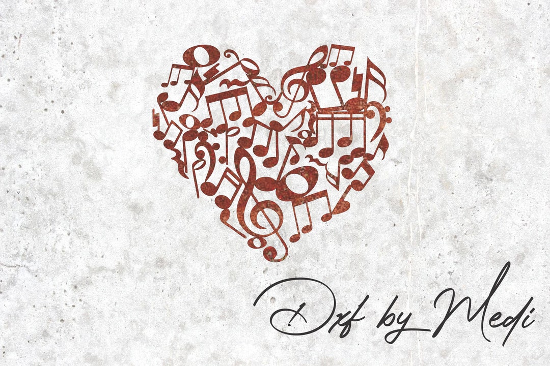 Music Note Heart Cut File: Laser CNC Plasma DXF (digital Download) - Etsy