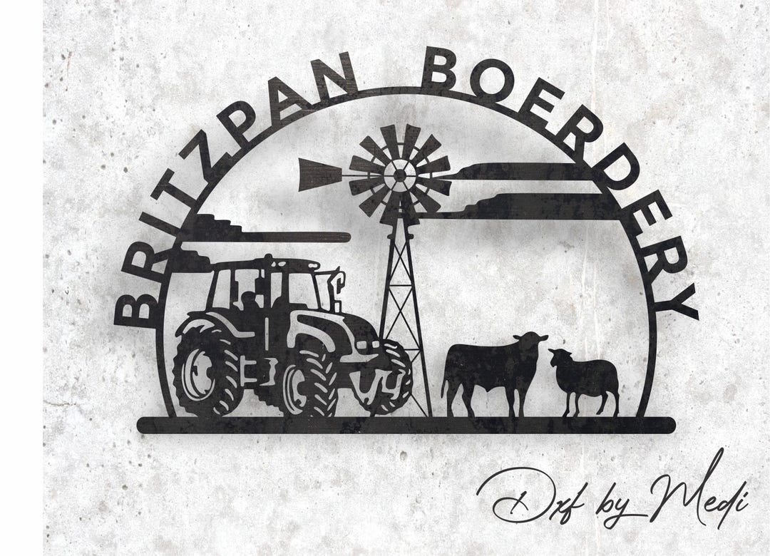 Personalized Farm Sign With Tractor and Cows – SVG & DXF Files for ...
