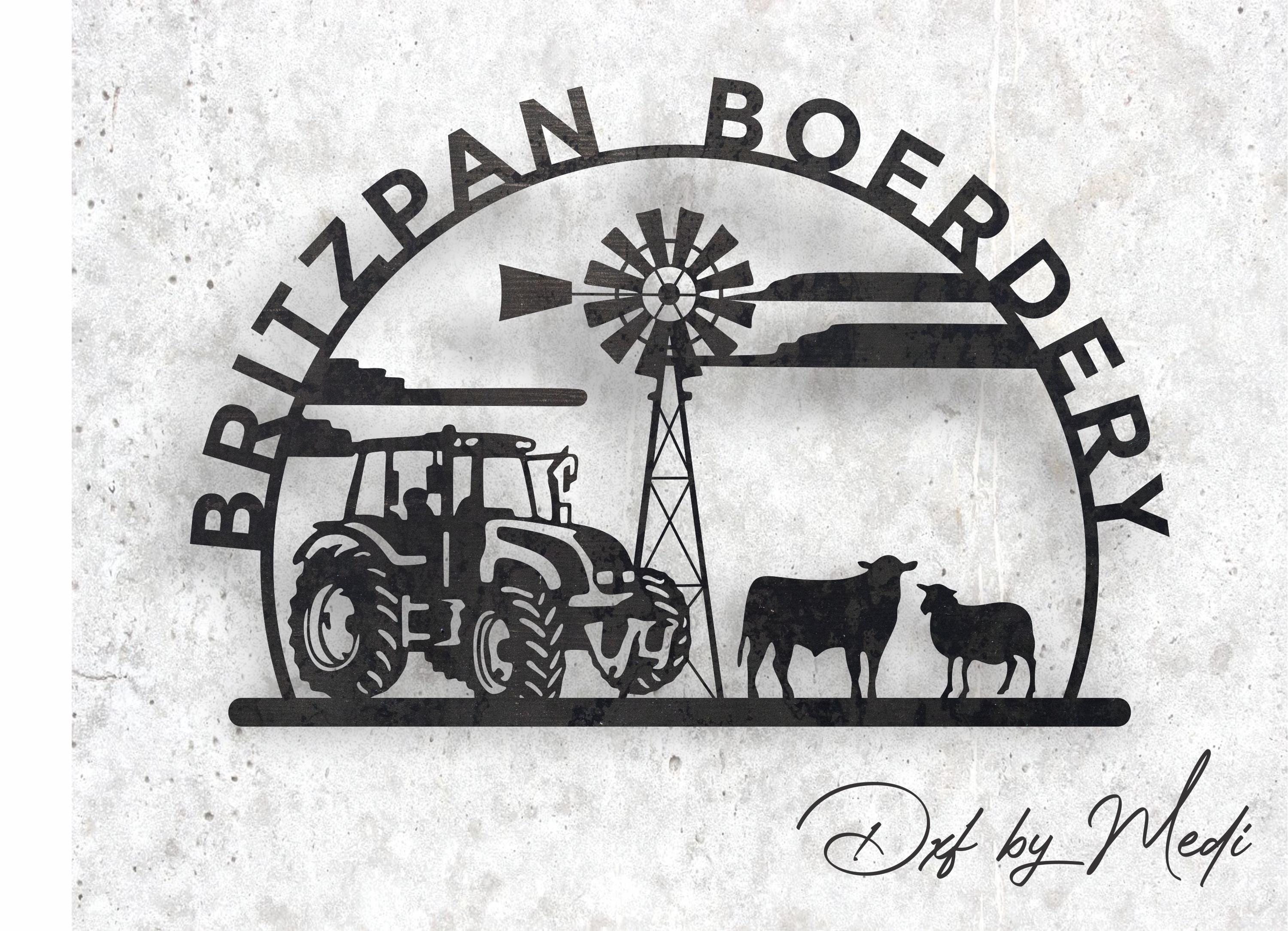 Personalized Farm Sign With Tractor and Cows – SVG & DXF Files for ...