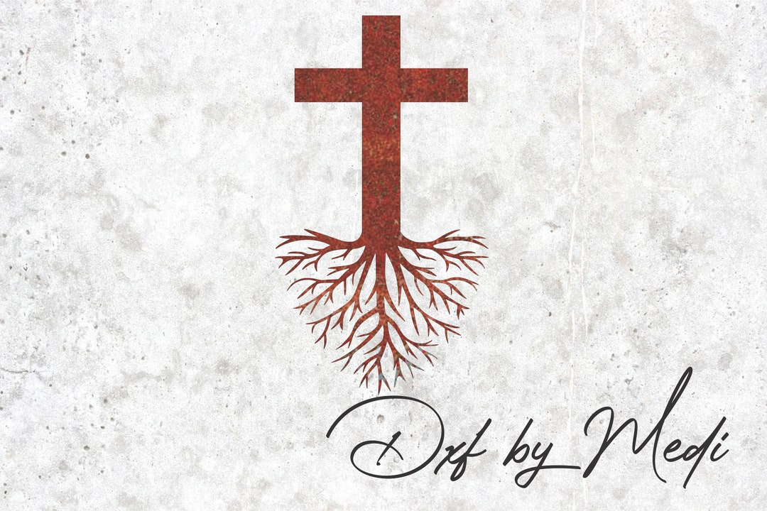 Cross Sign With Tree Roots - DXF File for Laser and Plasma Cnc Cutting ...