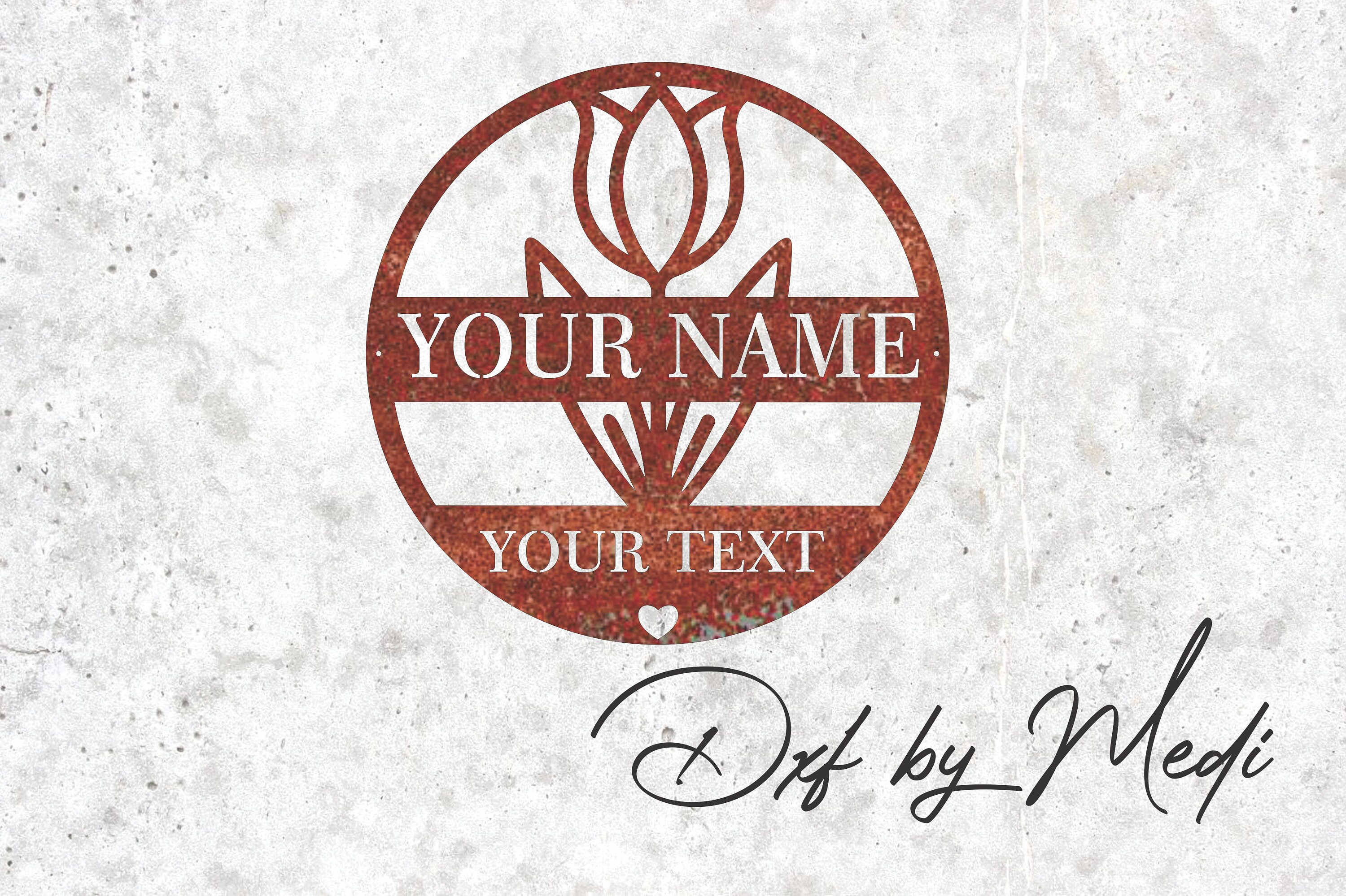 Tulip Flower Monogram Sign With Custom Name- Dxf Files for Cnc Plasma ...
