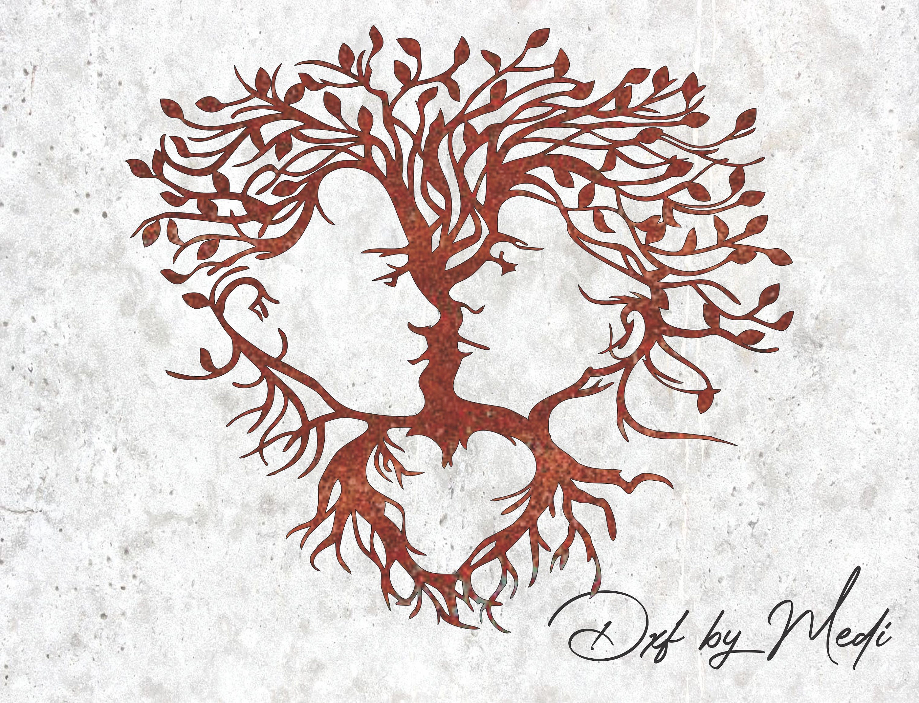 Couple Tree Wall Art - DXF SVG Files for Plasma Cnc Laser Waterjet ...