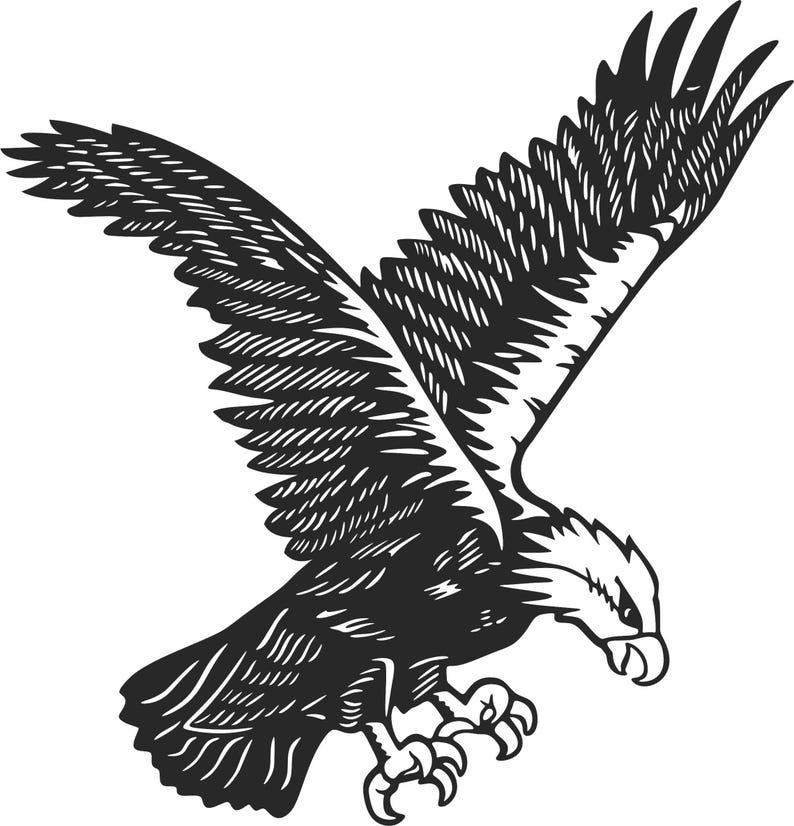 Bald Eagle Laser Cut File | Flying Wildlife Bird Design (DXF, SVG, CDR ...