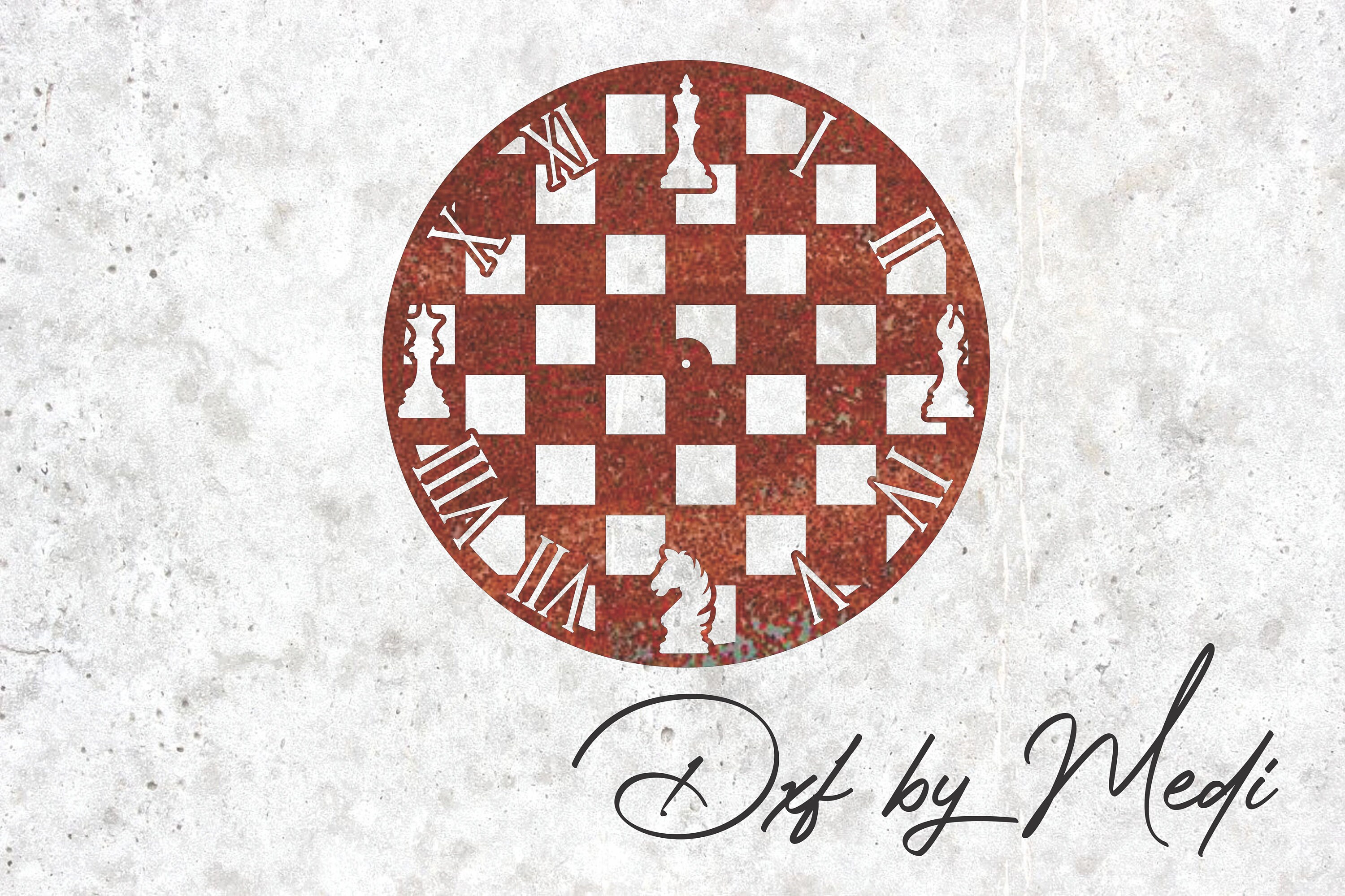 Chess Wall Clock DXF SVG File for Cnc Plasma Laser Cutting - Game Room ...