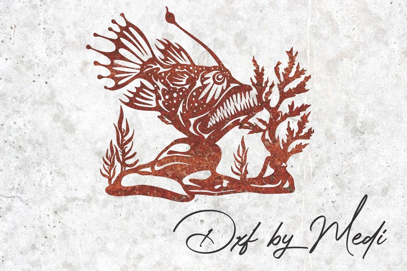 Angler Fish Underwater Scene DXF File: CNC Plasma Laser Cut Clipart - Etsy