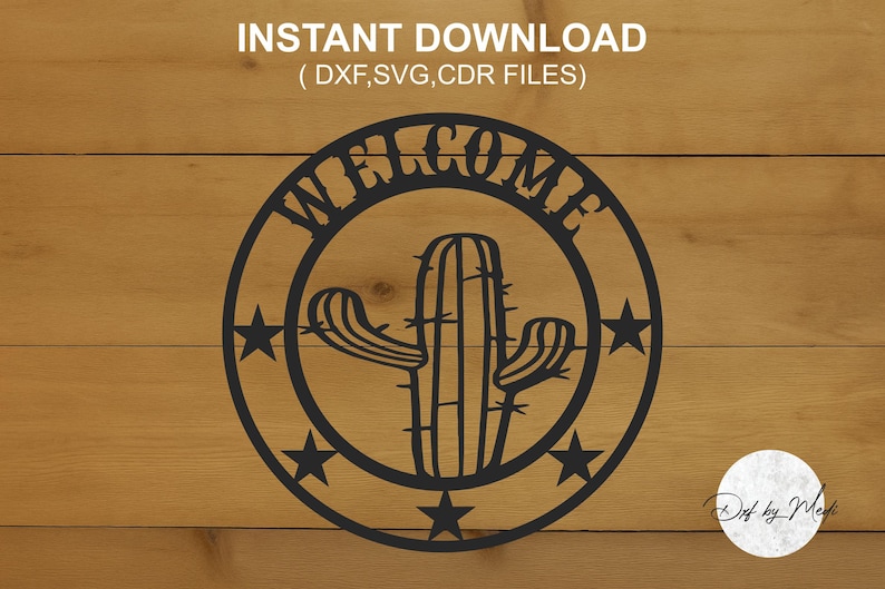 Cactus Welcome Sign Svg DXF CDR | Western Desert Cut File for CNC Laser ...