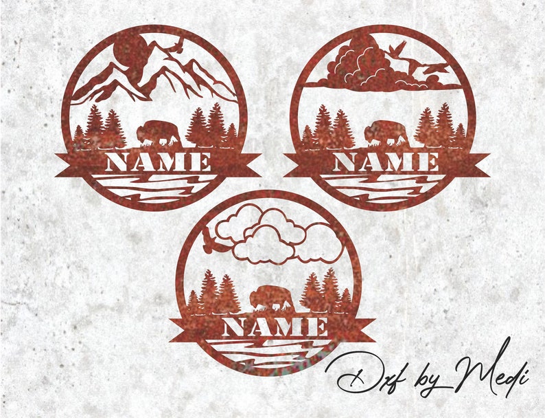 Bison Outdoor Monogram Pack DXF SVG File for Cnc Plasma Laser Cutting ...