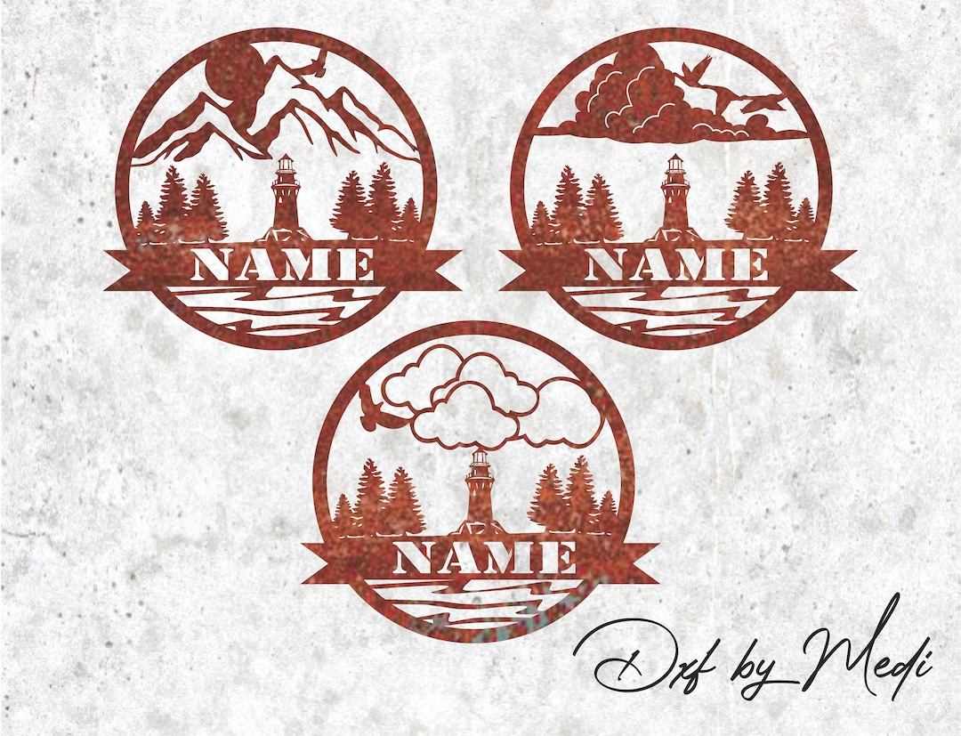 Lighthouse Outdoor Monogram Pack - DXF SVG File for Cnc Plasma Laser ...