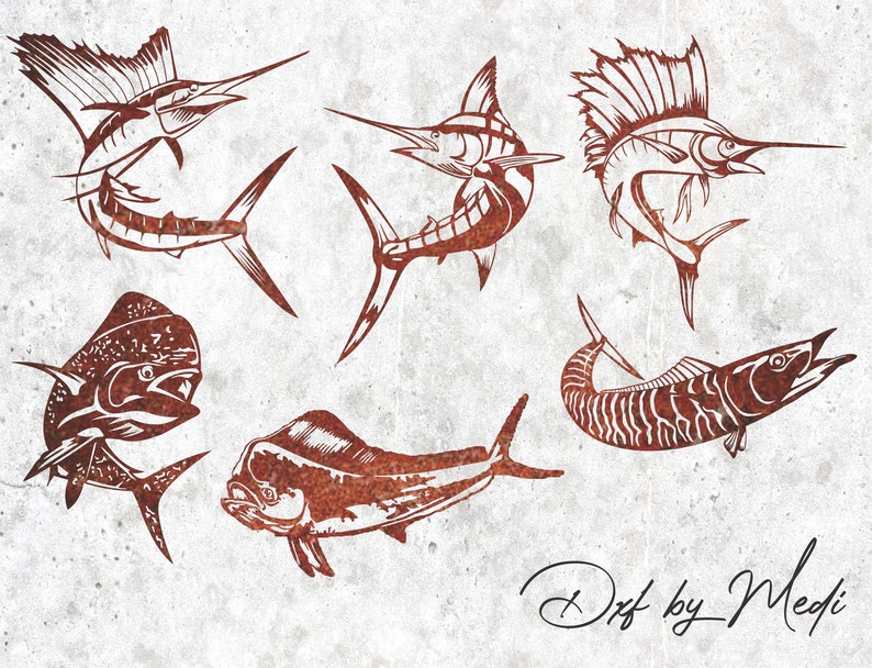 Marlin Fish DXF SVG Files: Laser Cut Stencils (digital Download) - Etsy