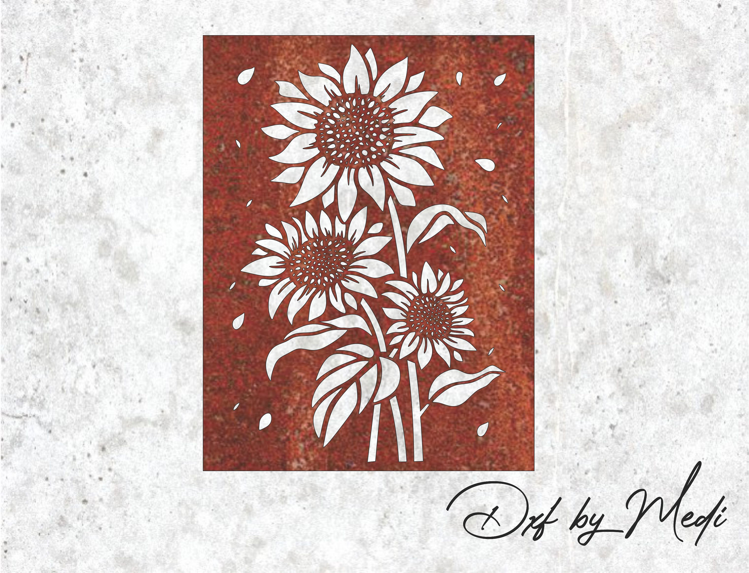 Sunflowers Panel DXF SVG Files for Plasma Cnc Laser Waterjet Ready to ...