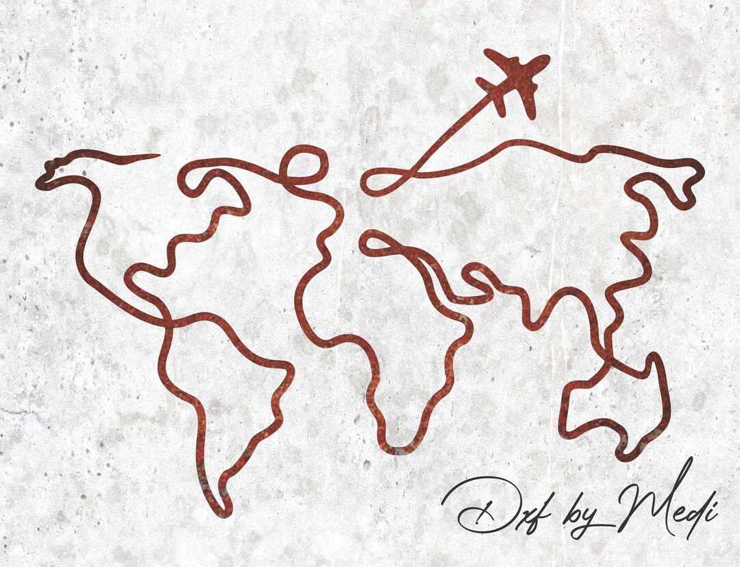 World Earth Map | DXF SVG File for CNC Plasma, Laser, and Waterjet ...