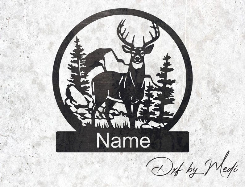 Personalized Deer Scene Sign DXF SVG Files for Plasma Cnc Laser ...