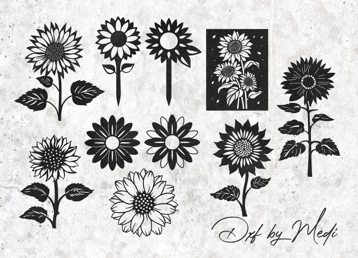 Sunflowers Pack - SVG DXF Files for Plasma and Laser Cutting - Digital ...