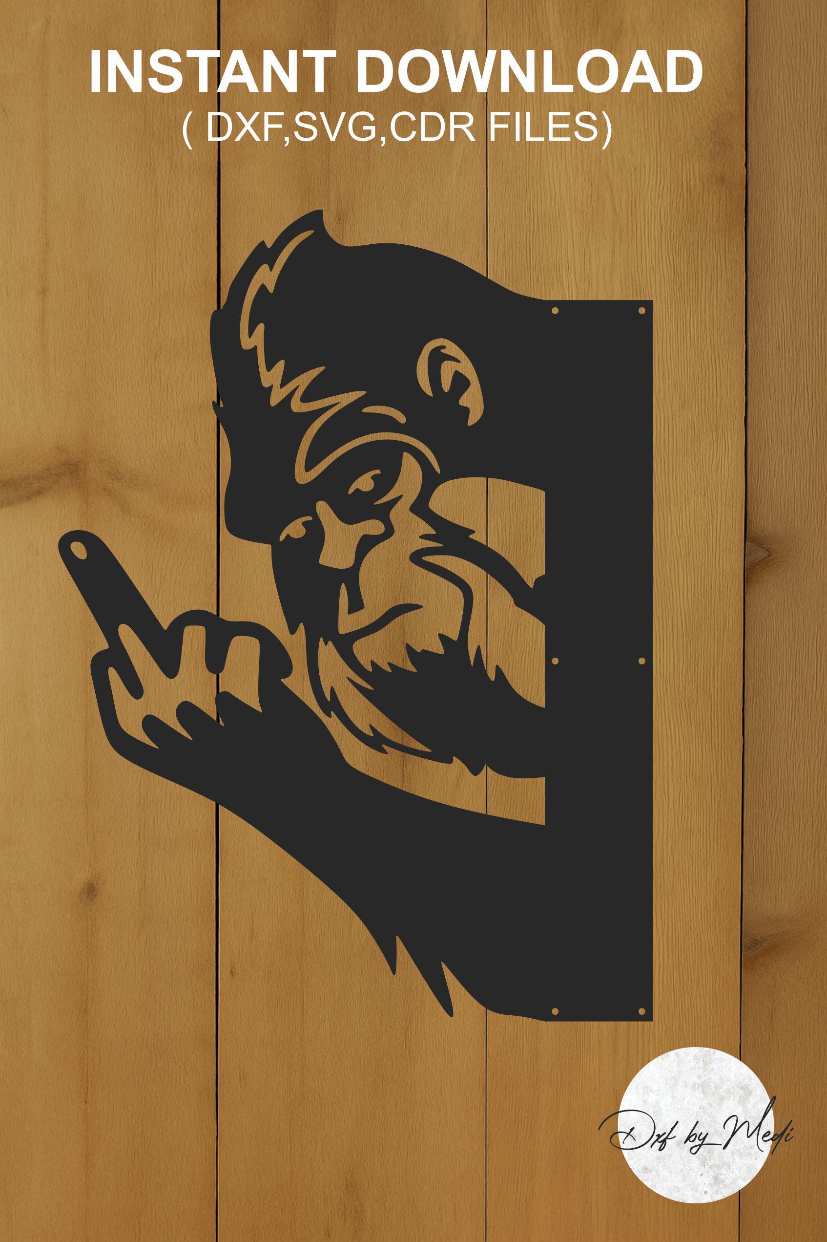 Bigfoot Middle Finger SVG: Funny Sasquatch Peeking Wall Art (digital ...