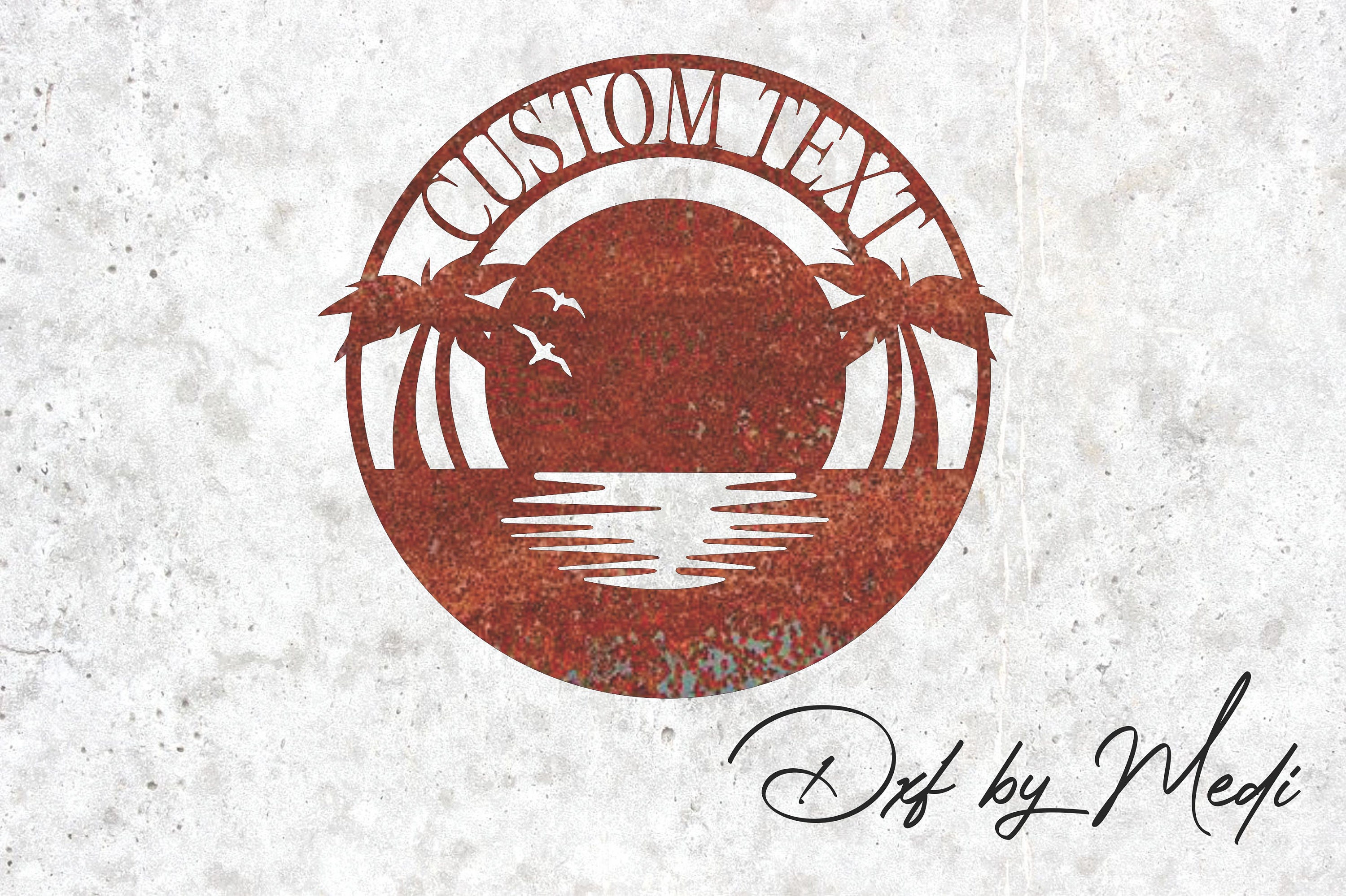 Sunset Monogram Wall Art - Customizable DXF SVG File for CNC Plasma ...