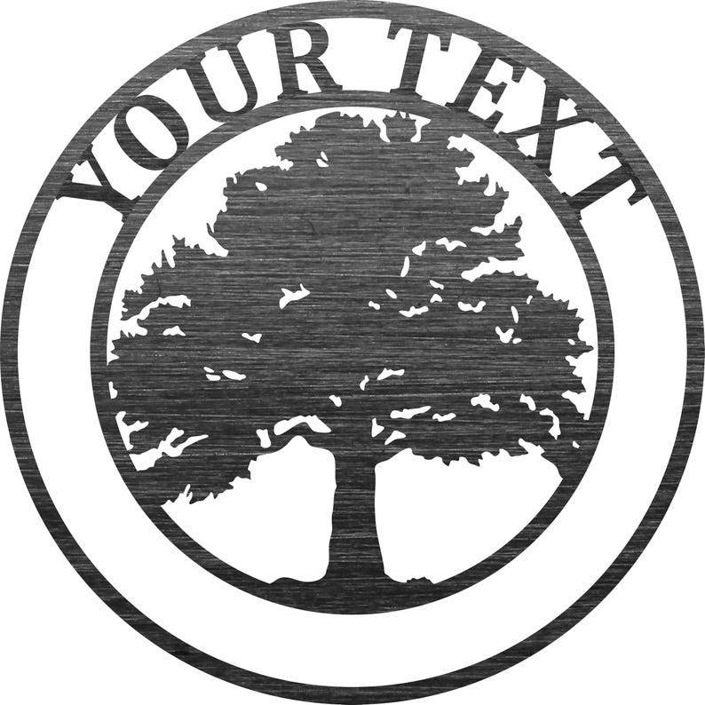Oak Tree Sign With Personalized Name - SVG DXF Files for Plasma and ...