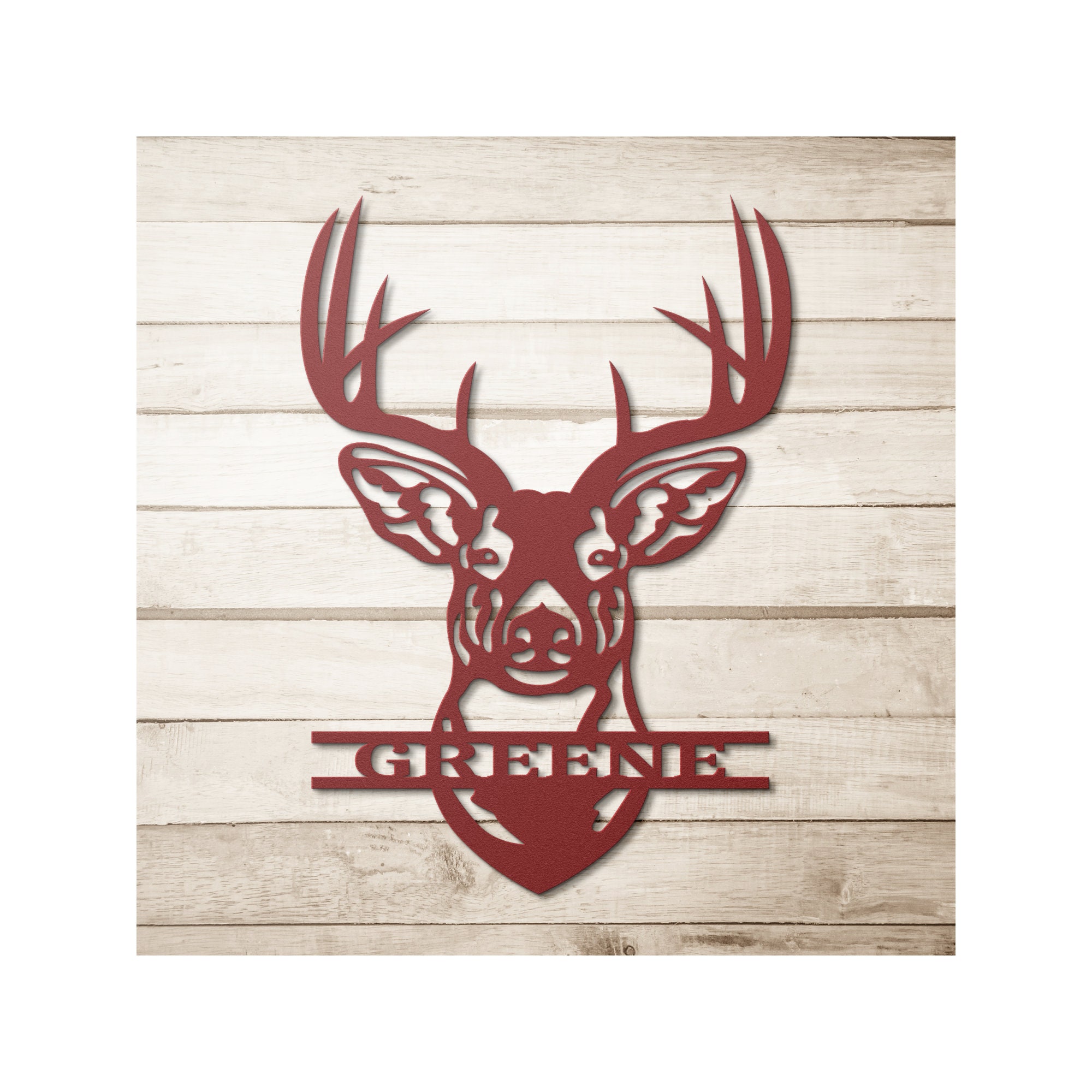 Personalized Deer Head Wall Sign - Custom Name - Metal Wall Art ...