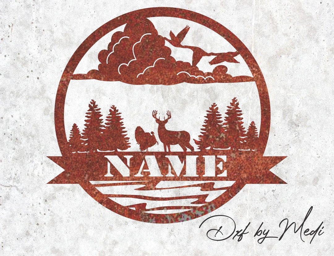 Deer and Turkey Outdoor Monogram DXF Files: Laser Cut Design (instant ...