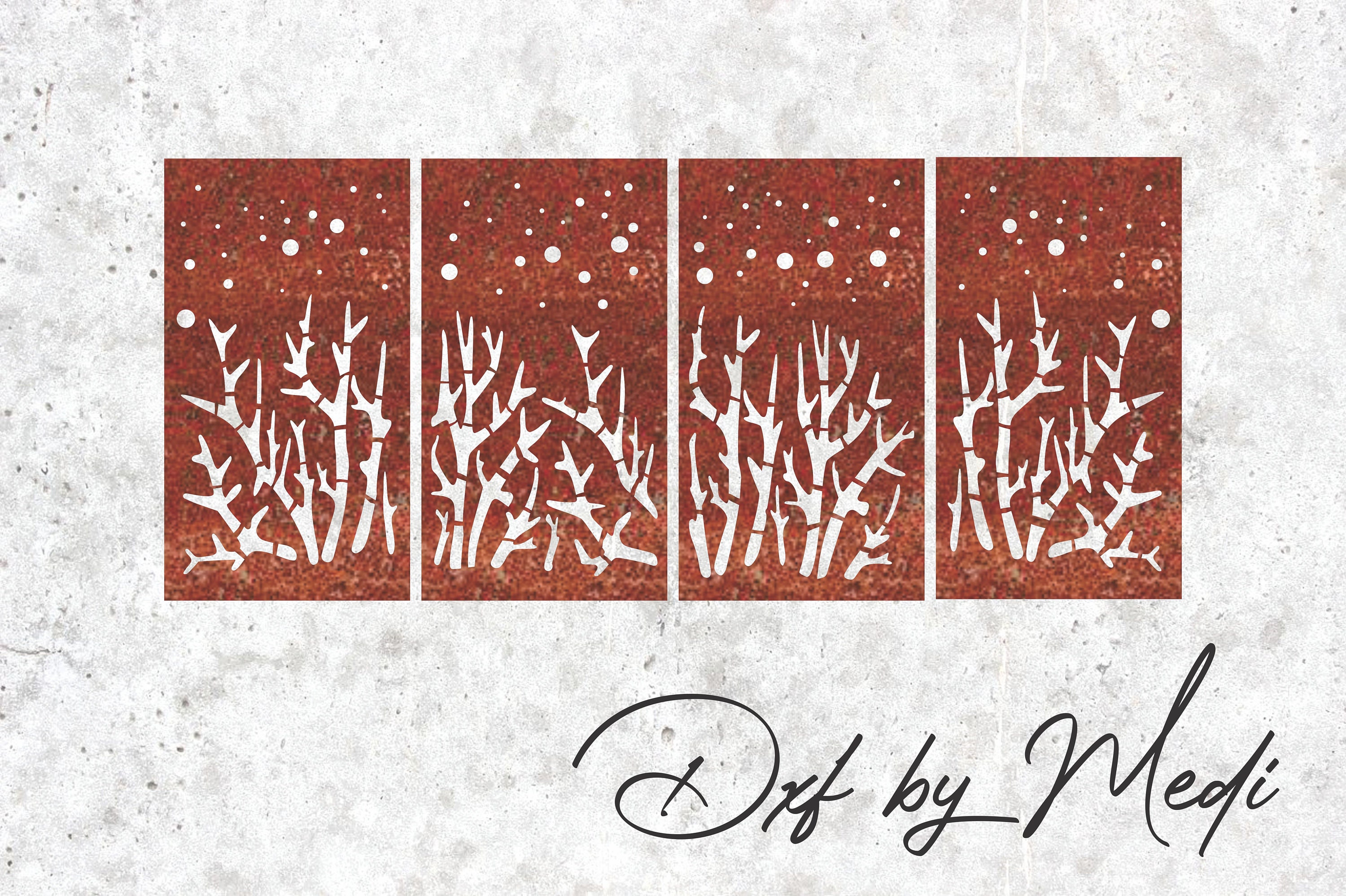 4 Wall Panels Tree Branch DXF SVG File for Cnc Plasma Laser Cutting ...